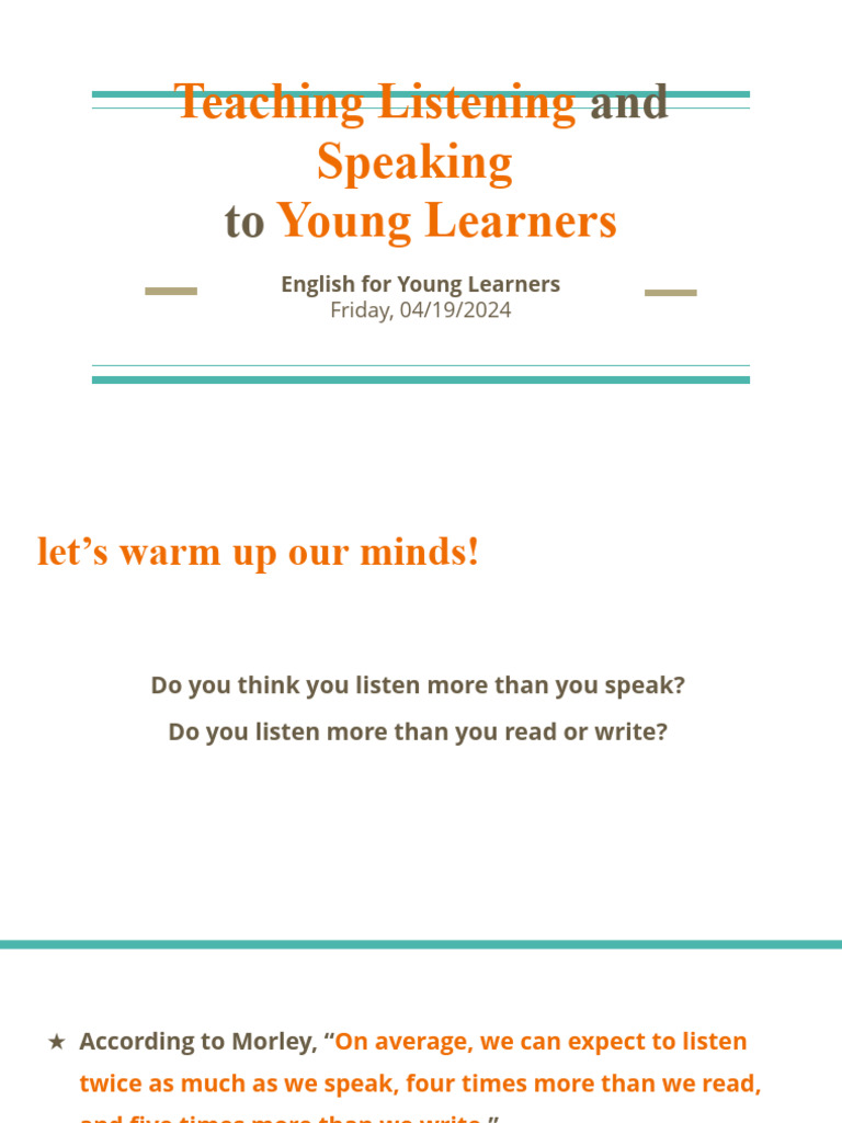 Teaching Listening and Speaking Skills | PDF | Learning | Teachers