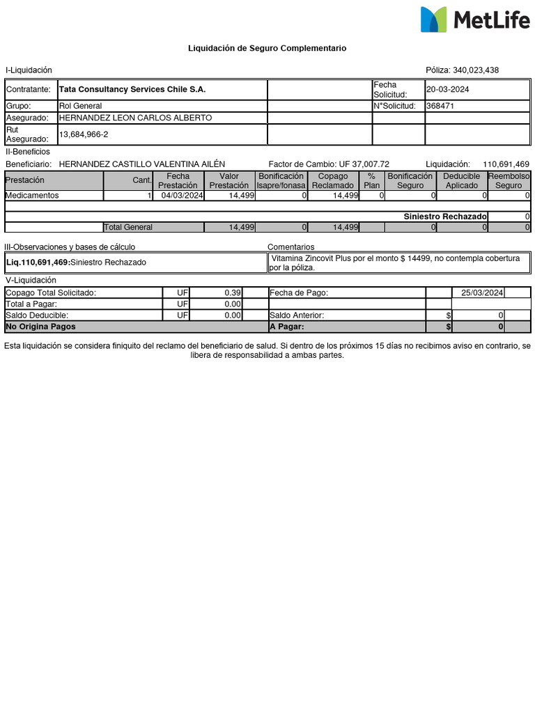 Liquidacion N110691469 | Descargar gratis PDF | Póliza de seguros | Seguro