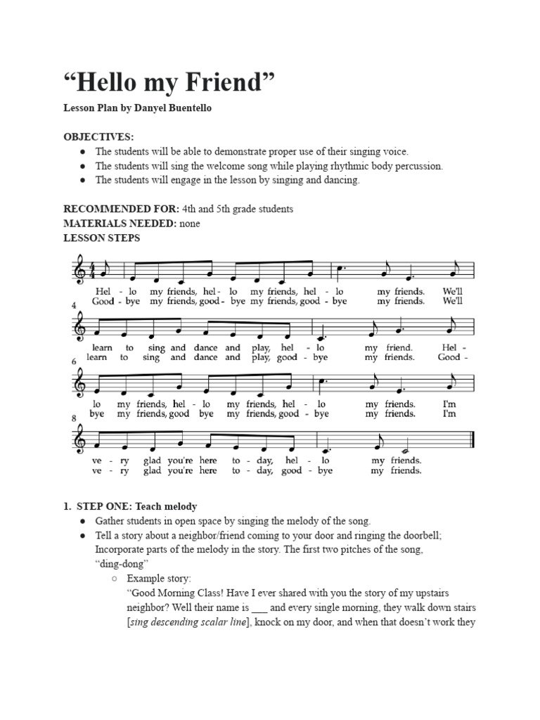 hello my friend | PDF | Singing | Music Theory