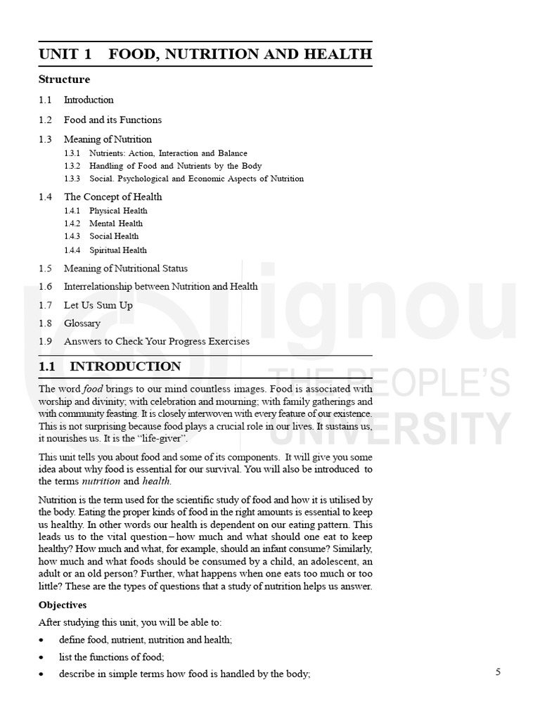 Unit-1 | PDF | Nutrition | Diet & Nutrition