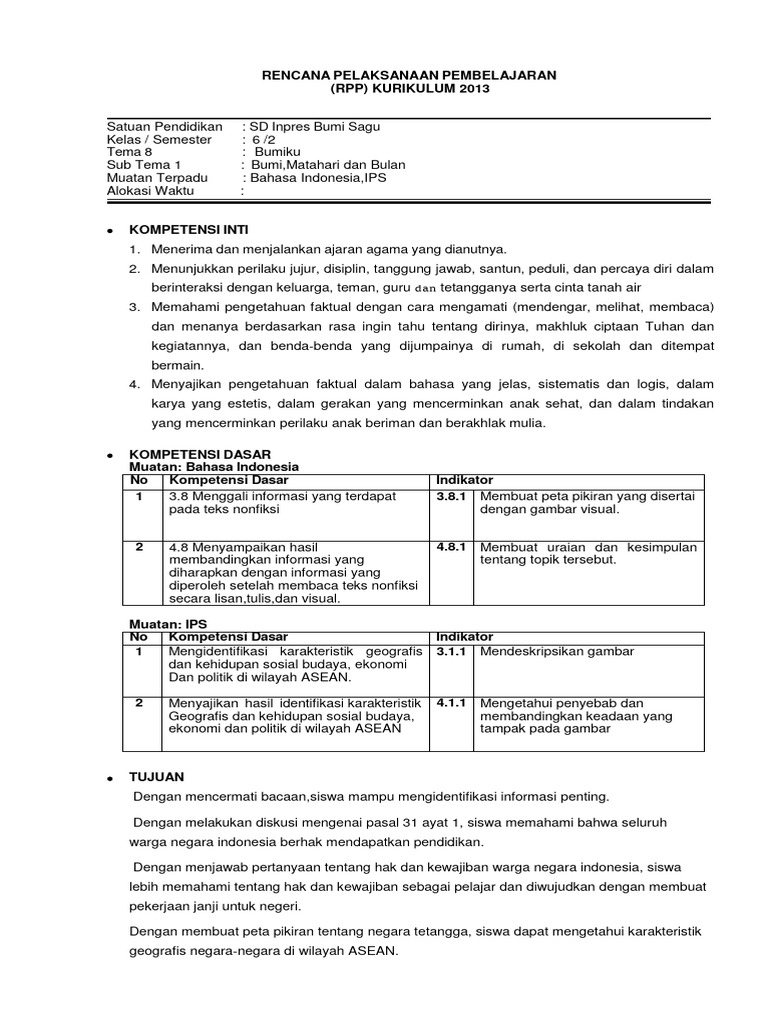 RPP 3 Kelas 6 | PDF | Karier & Perkembangan