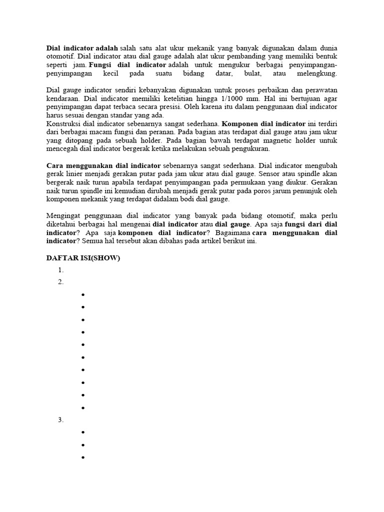 Fungsi dan Cara Penggunaan Dial Indicator | PDF