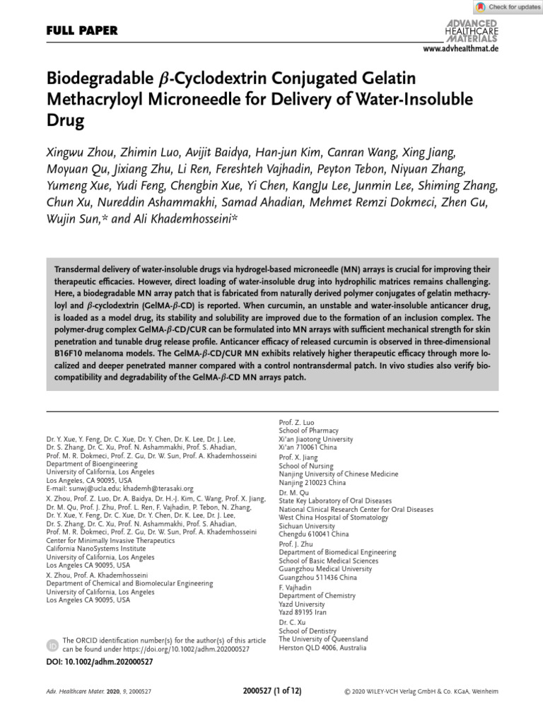 Biodegradable ?-Cyclodextrin Conjugated Gelatin | PDF | Topical ...