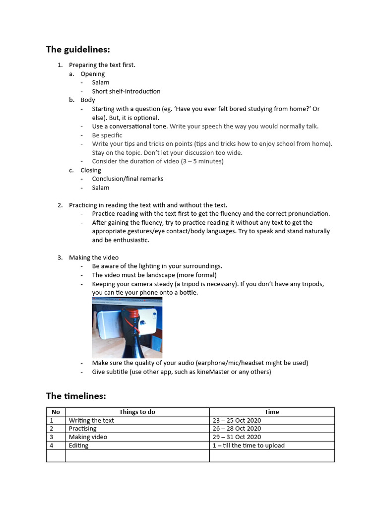The Guidelines & Timelines | PDF
