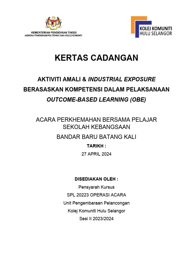 Kertas Kerja Program Acara Kem Perkhemahan 2024 | PDF