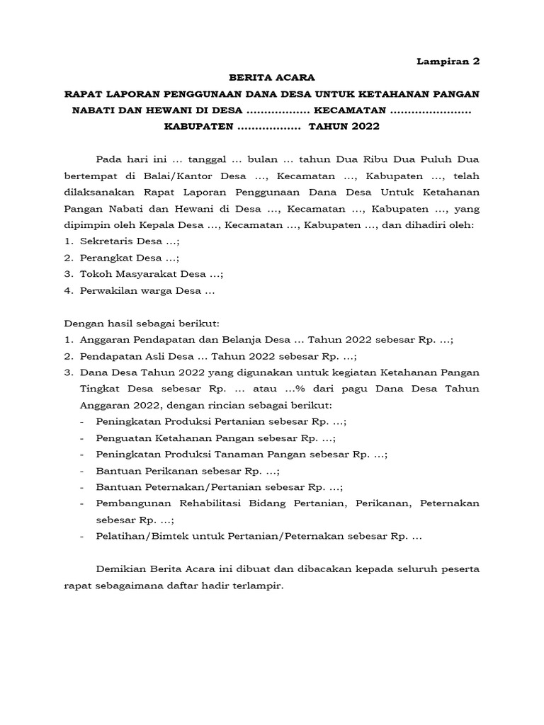 Lampiran SPJ Desa Honorarium Aparatur Pemdes | PDF