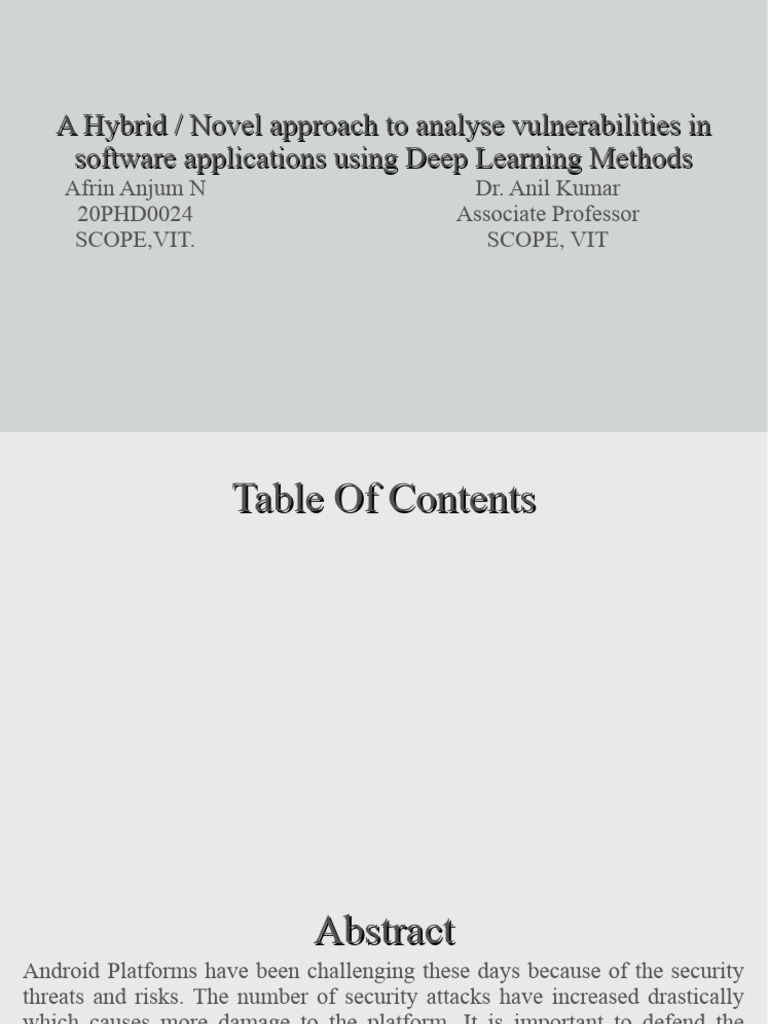 A Hybrid / Novel Approach To Analyse Vulnerabilities in Software Applications Using Deep ...