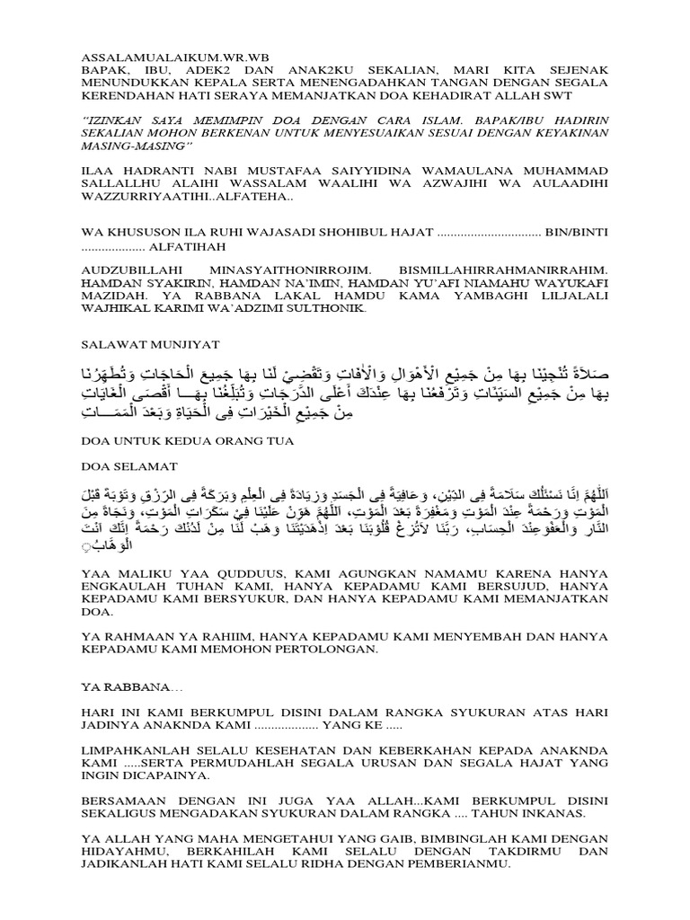 Doa Syukuran untuk Acara Khitanan | PDF