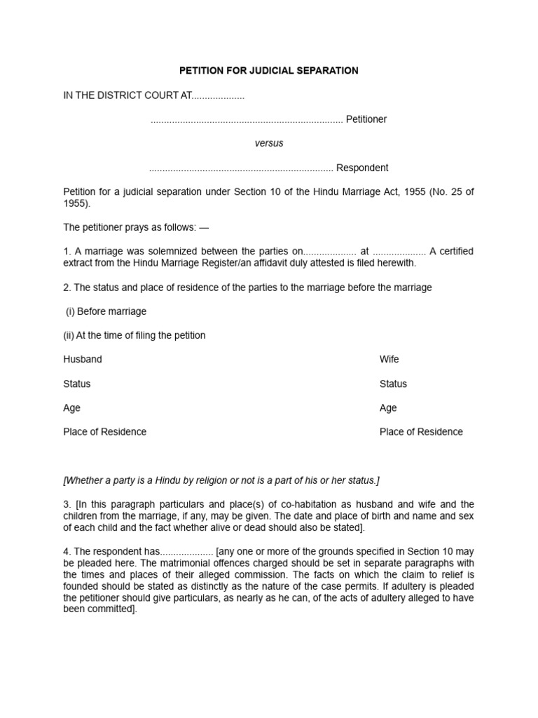 Judicial Separation Petition Guide | PDF | Marriage | Justice