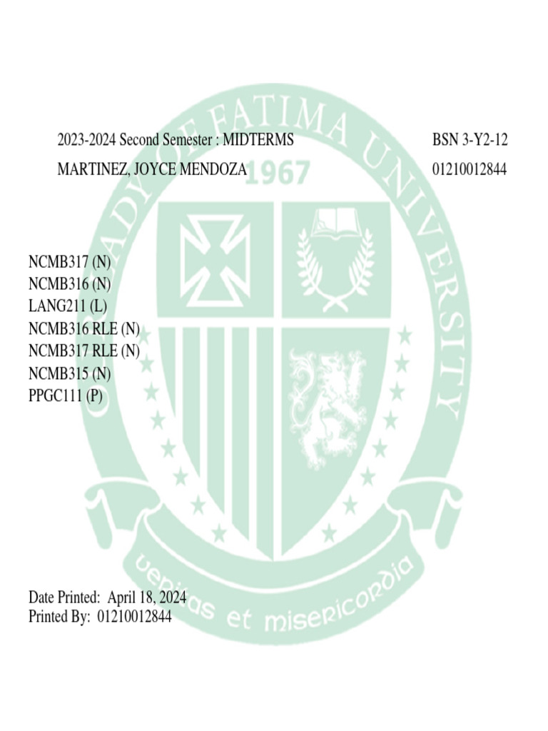BSN Midterms Schedule 2023-2024 | PDF
