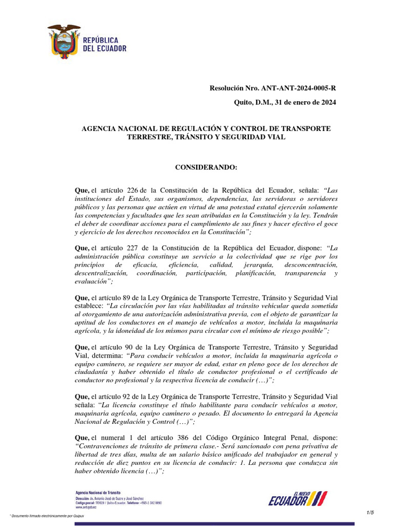 Resolucion ANT ANT 2024 0005 R Hasta El 31 de Diciembre de 2024 Se ...