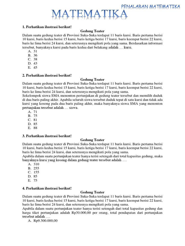 Soal Penalaran Matematika Kunci Jawaban | PDF | Metode & Bahan Ajar