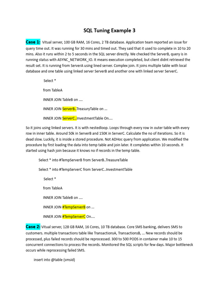 SQL Tuning Examples 3 | Download Free PDF | Database Index | Microsoft Sql Server