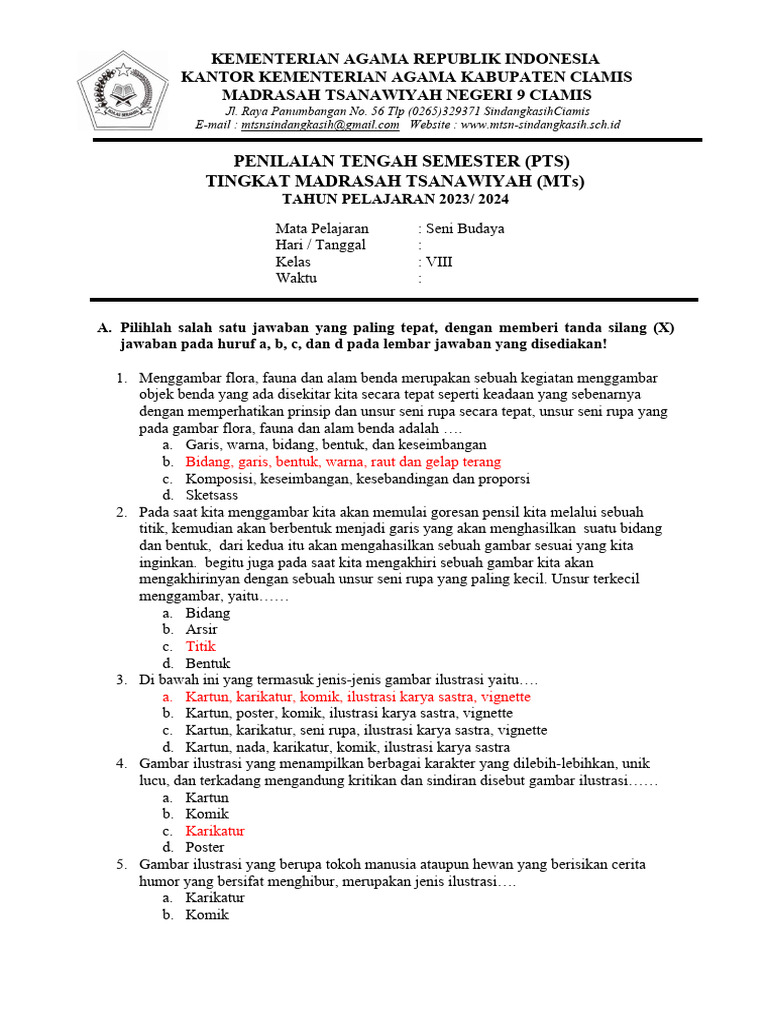 Soal GF Pat SBD 8 Ganjil - Genap - 2023 | PDF