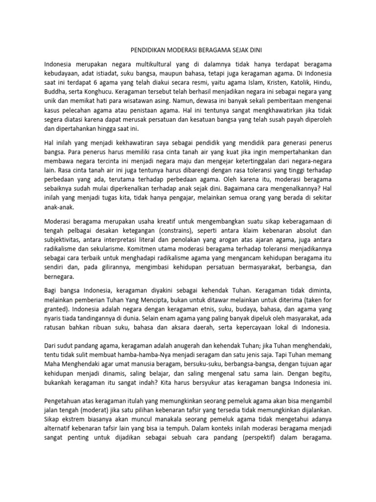 Esai Moderasi Beragama - Pembukaan | PDF | Ilmu Sosial | Agama & Spiritualitas