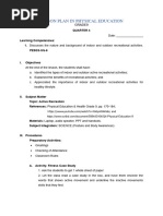 Lesson Plan in Grade 9 PE 4th Quarter | PDF | Learning | Curriculum