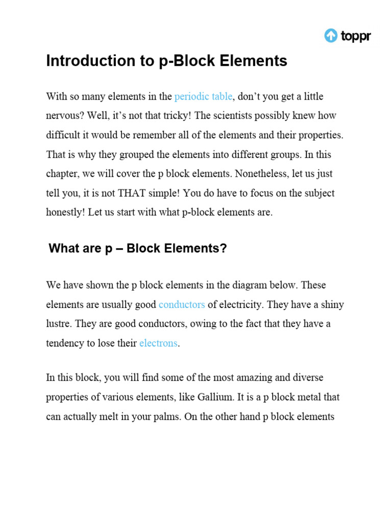 Chemistry of p-Block Elements | PDF | Nitrogen | Silicon Dioxide