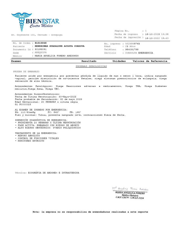 Informe Medico | PDF
