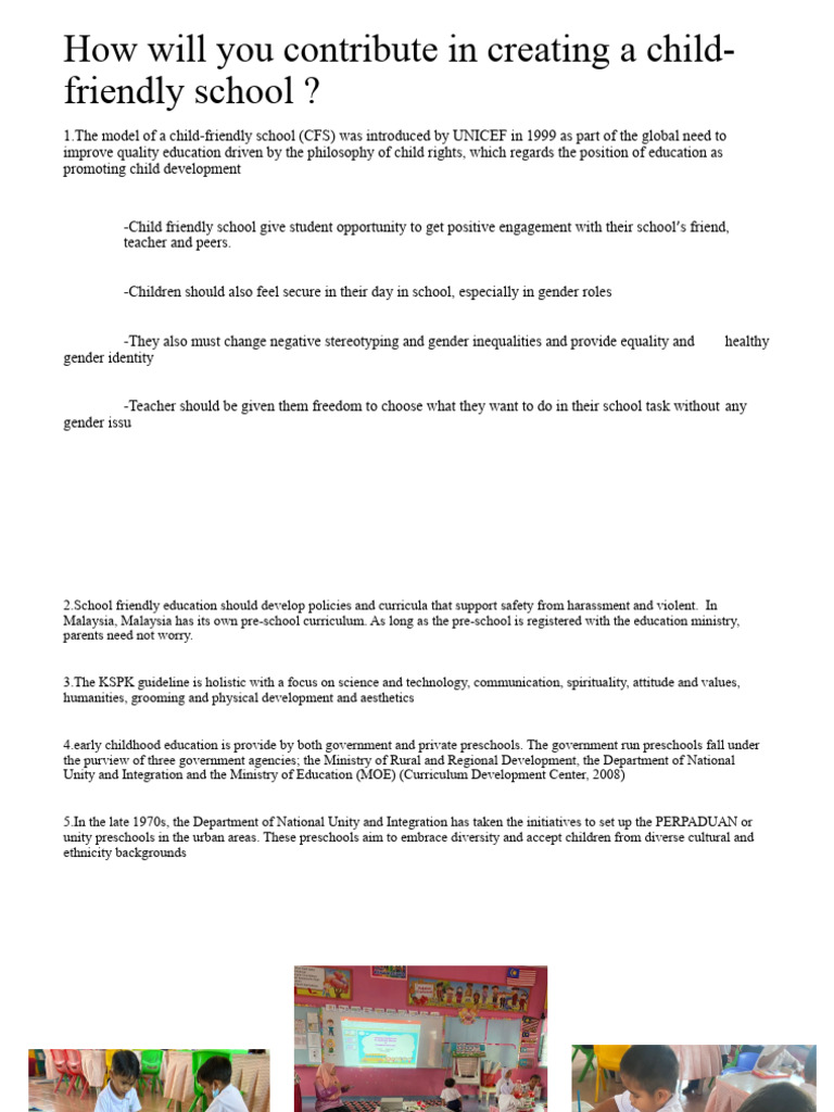 Creating Child-Friendly Schools | PDF | Preschool | Gender