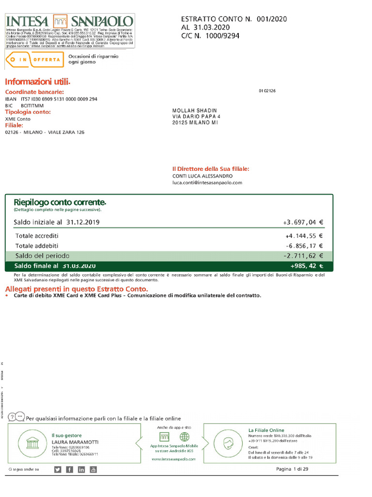 Estratto Conto Trimestrale Compress | PDF
