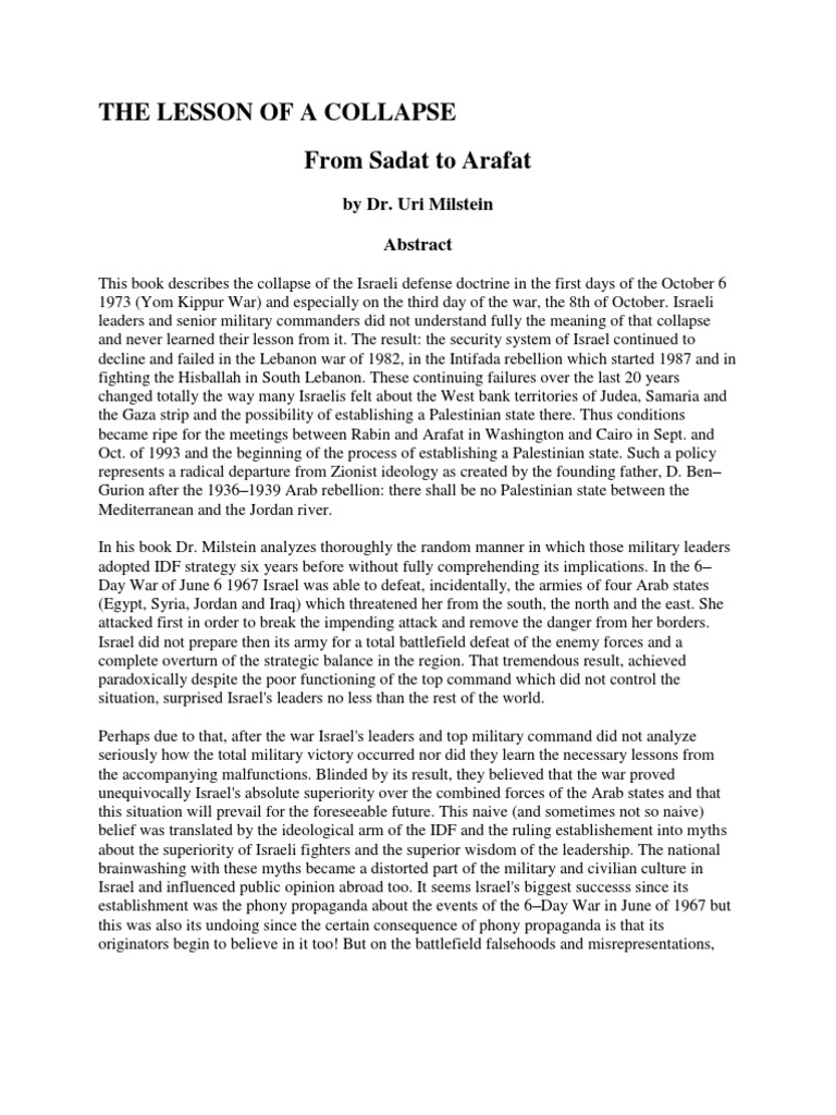 The Lesson of A Collapse-From Sadat To Arafat (Dr. Uri Milstein) | PDF ...