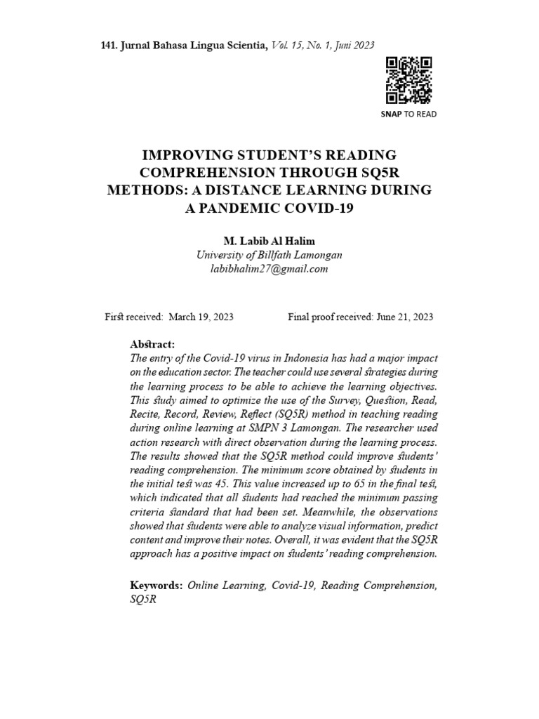 Improving Students Reading Comprehension Through | PDF | Reading Comprehension | Learning