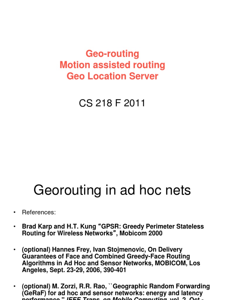 Geo-Routing Motion Assisted Routing Geo Location Server | PDF | Routing ...