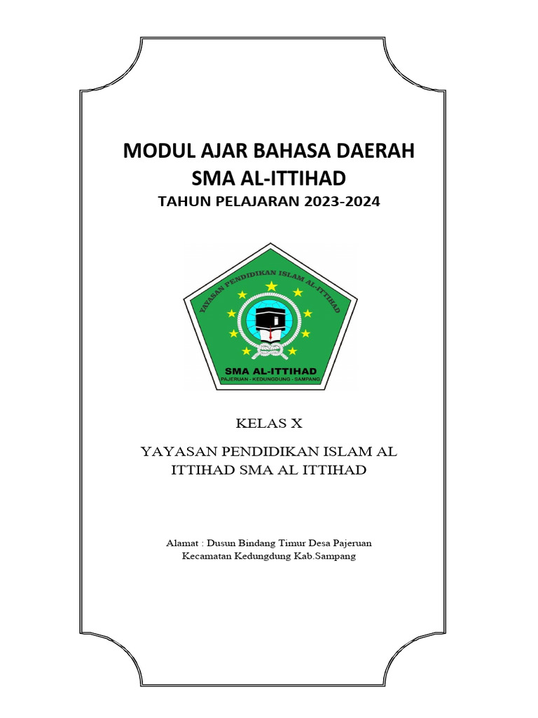 Modul Bahasa Daerah X | PDF
