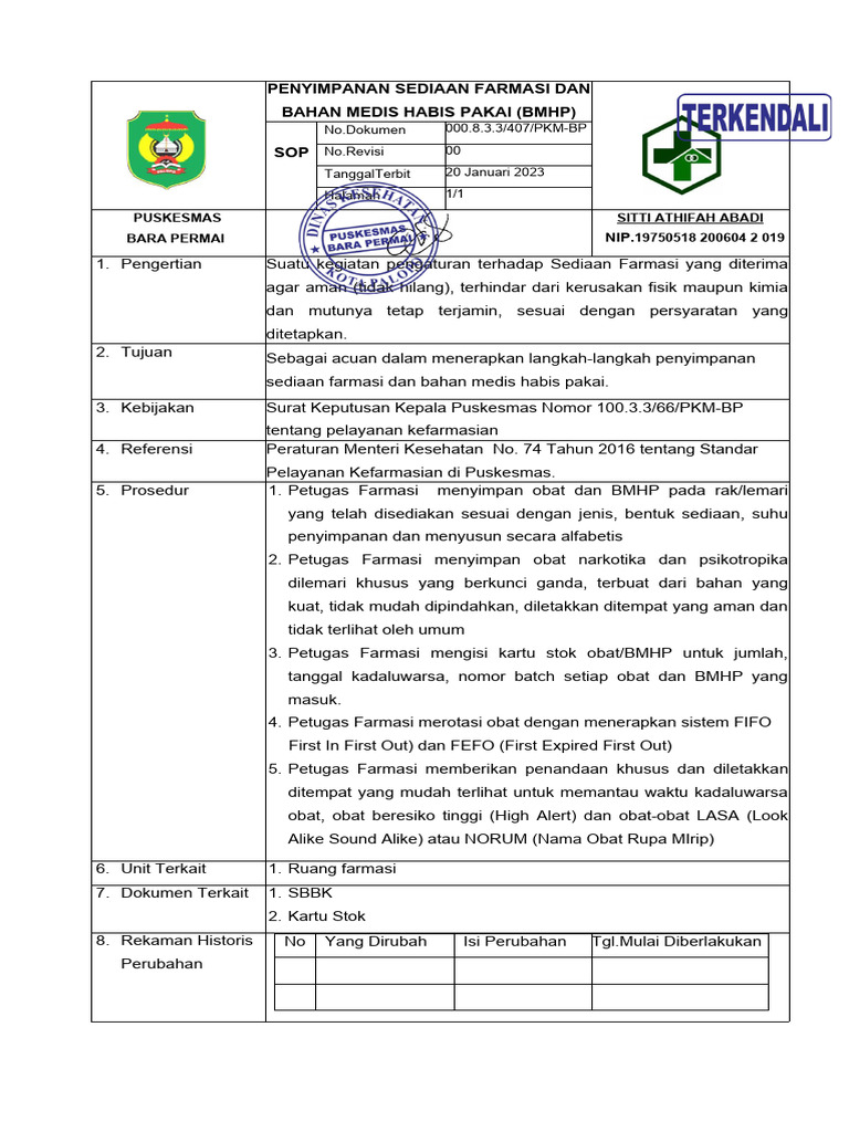 Penyimpanan Sediaan Farmasi Dan Bahan Medis Habis Pakai Pdf
