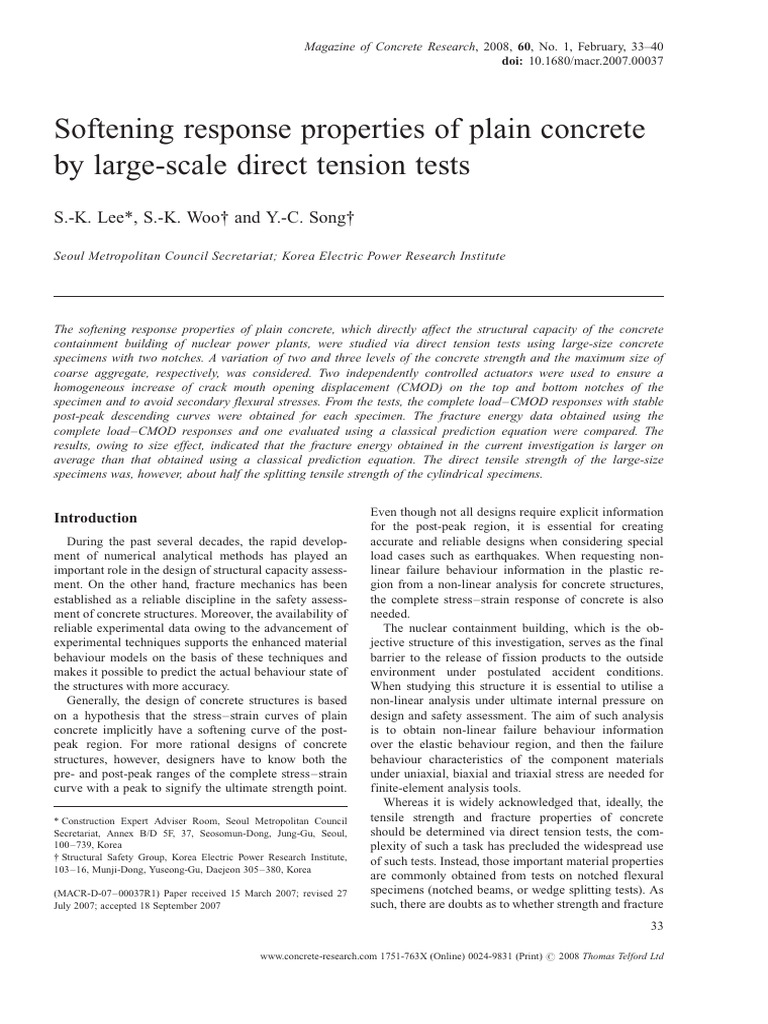 Large-Scale Tension Tests on Concrete | PDF | Fracture | Strength Of ...