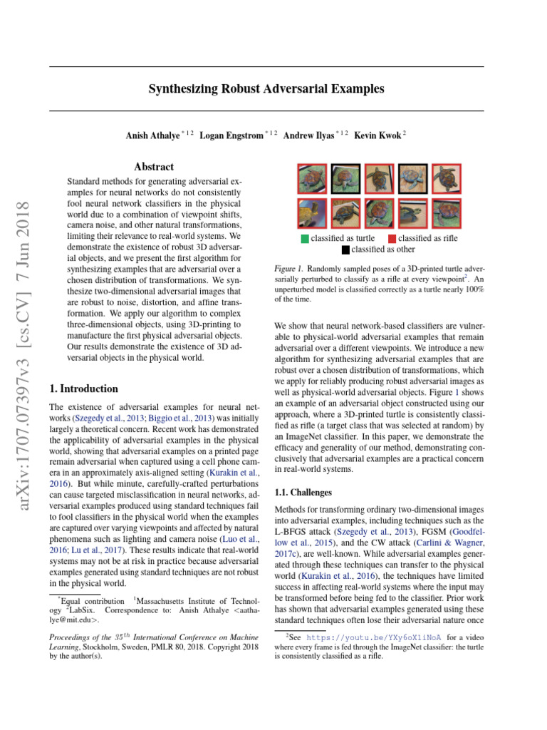 Synthesizing Robust Adversarial Examples | PDF | Applied Mathematics ...