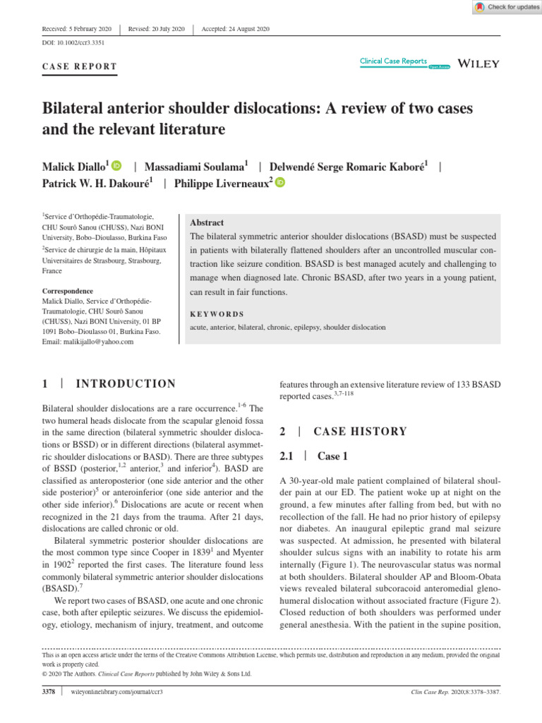 Clinical Case Reports - 2020 - Diallo - Bilateral Anterior Shoulder ... Clinical Case Reports - 2020 - Diallo - Bilateral Anterior Shoulder ...
