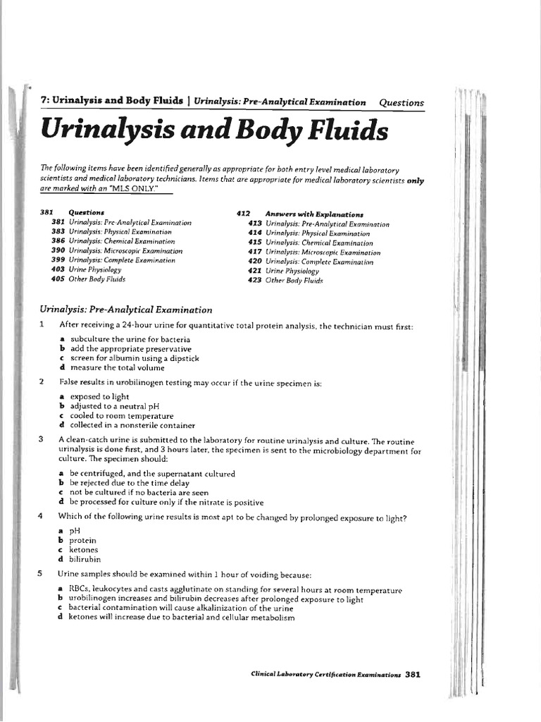 Urinalysis and Body Fluids | PDF