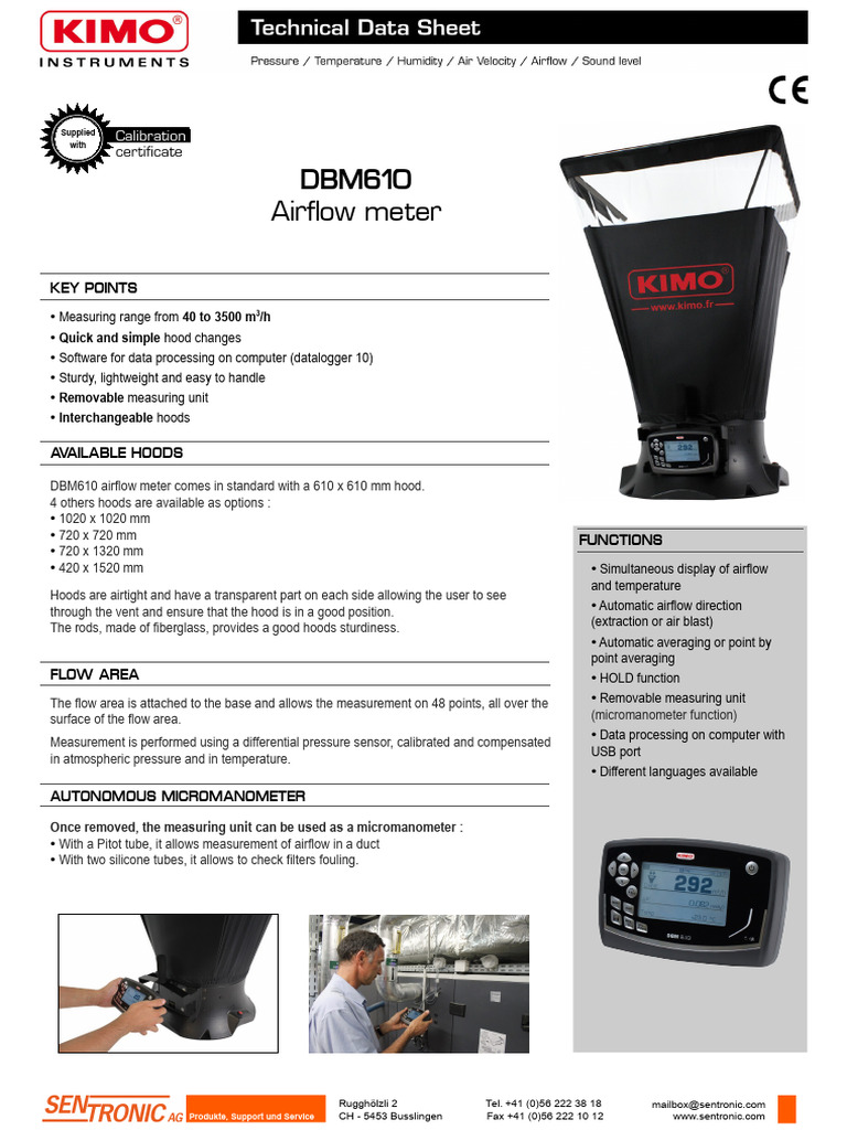Measurement Tolls - Item No.16 - KIMO DBM 610 Airflow Capture Hood ...