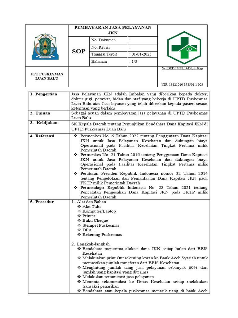 SOP Pembayaran Jaspel | PDF