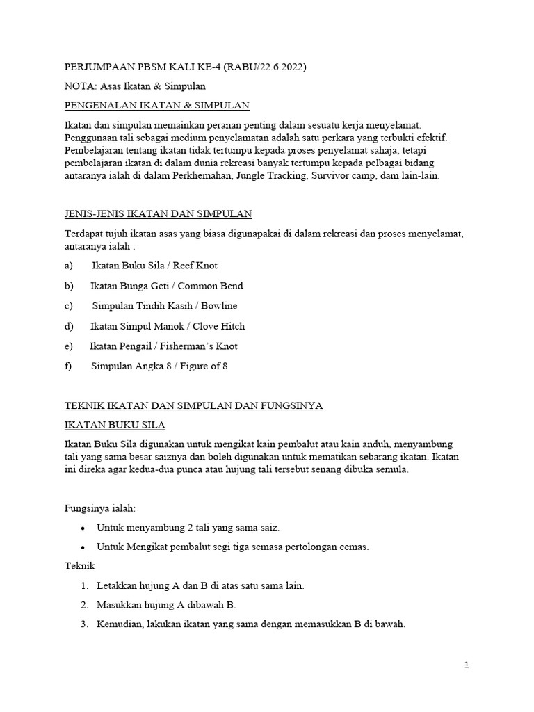 Asas Ikatan Dan Simpulan | PDF