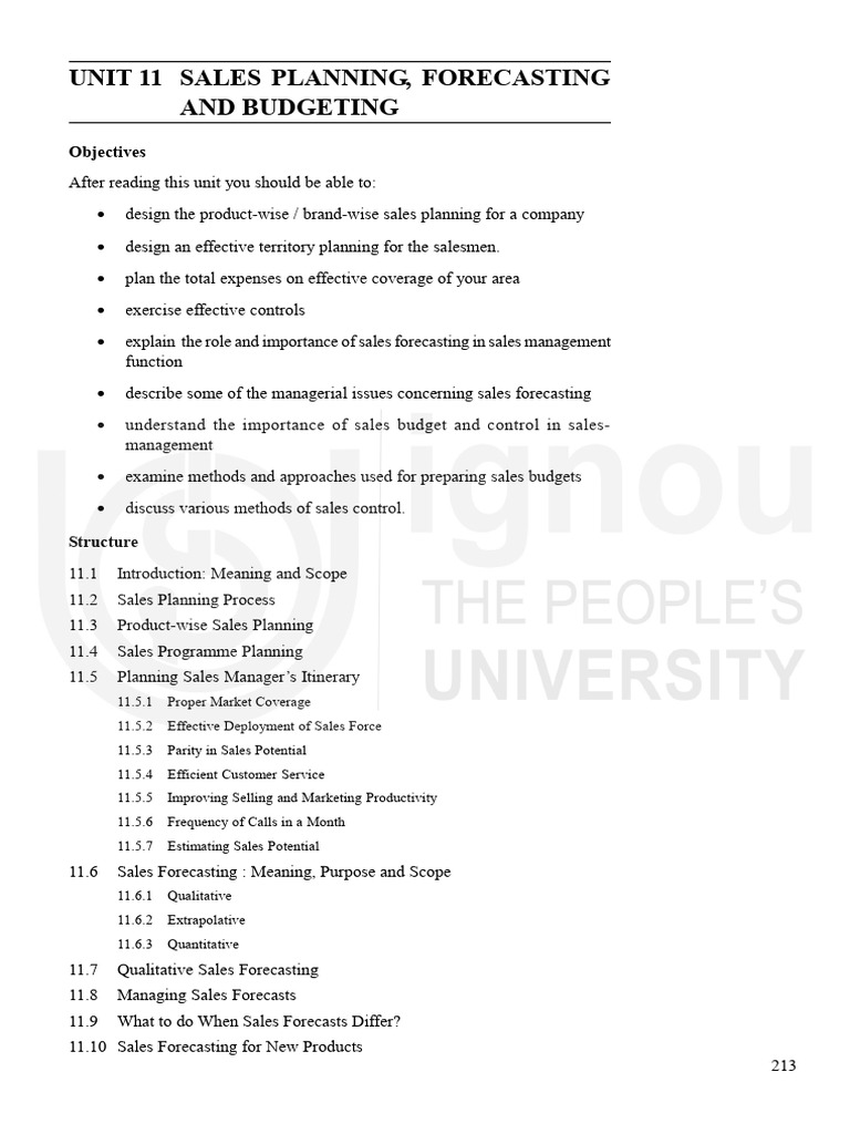 Unit 11 | Download Free PDF | Forecasting | Sales
