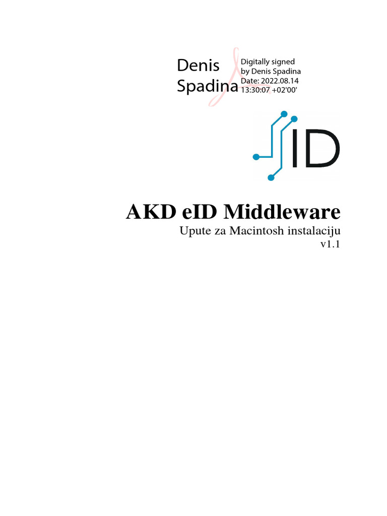 eID Middleware Upute Za MacOS Instalaciju v1.1 | PDF