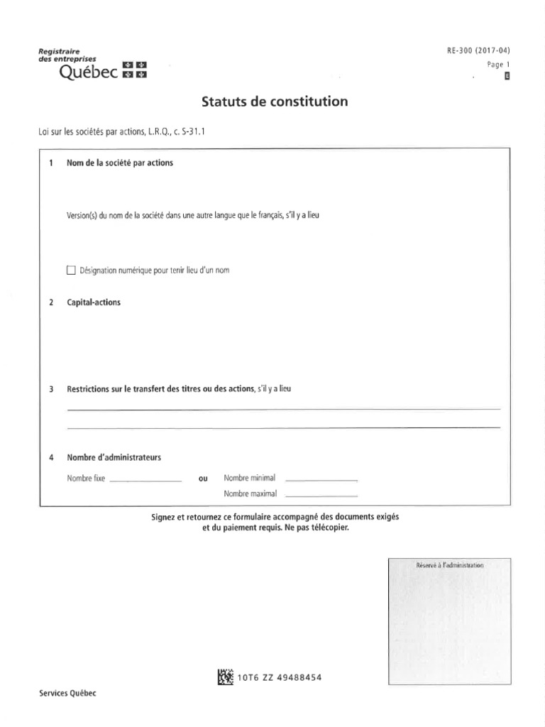 Cours 3 & 4 - Québec - Statuts de Constitution | PDF