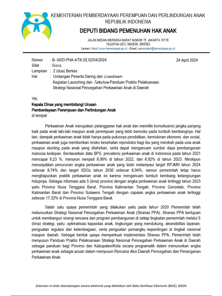 Und Peserta Provinsi - Daring Dan Livestream Launching STRANAS - Dibawah Rata-Rata Nasional ...