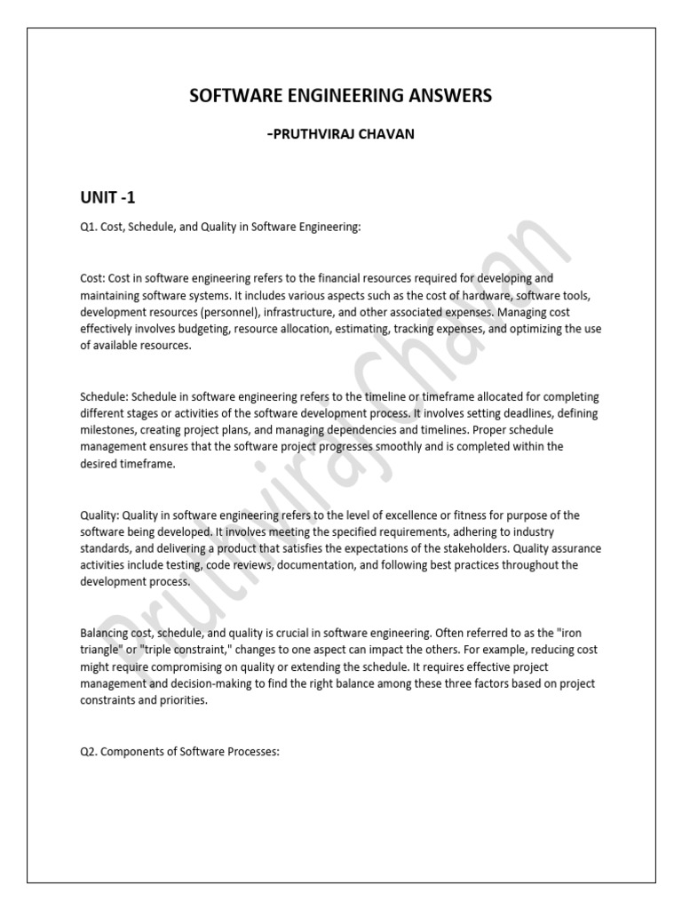 SOFTWARE ENGINEERING ANSWERS by Pruthviraj | Download Free PDF | Software Development Process ...