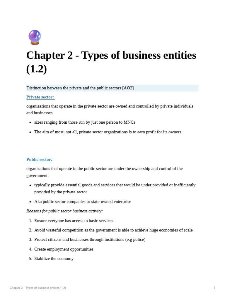 Chapter 2 - Types of Business Entities (1.2) | PDF | Cooperative ...