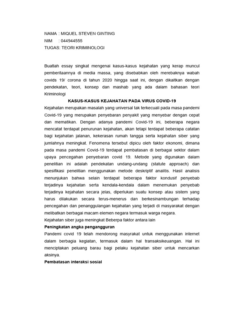 Tugas 2 Teori Kriminologi | PDF | Ilmu Sosial