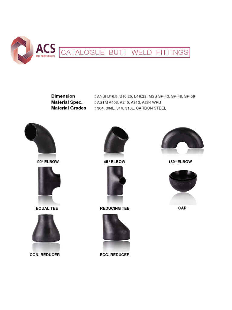 Catalogue Butt Weld Fittings-ACS | PDF | Pipe (Fluid Conveyance ...