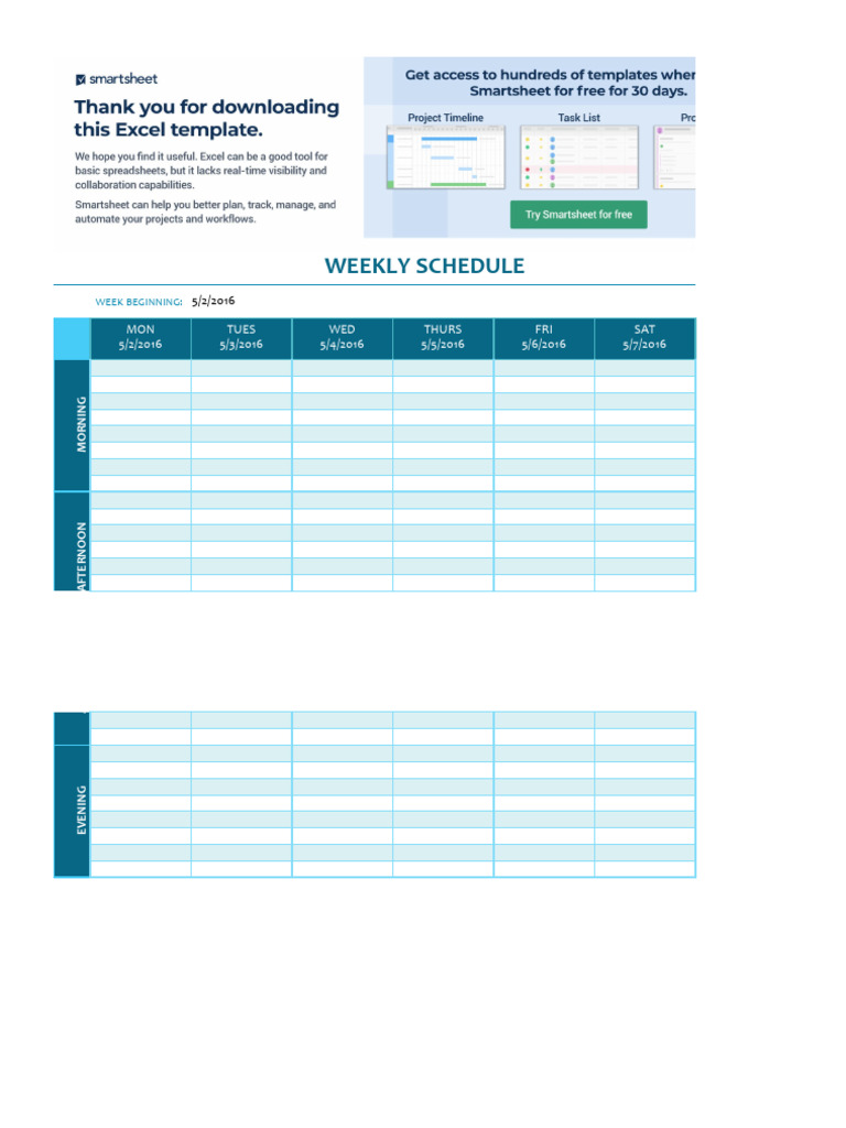 Weekly Schedule Template Mon Sat V1 | PDF