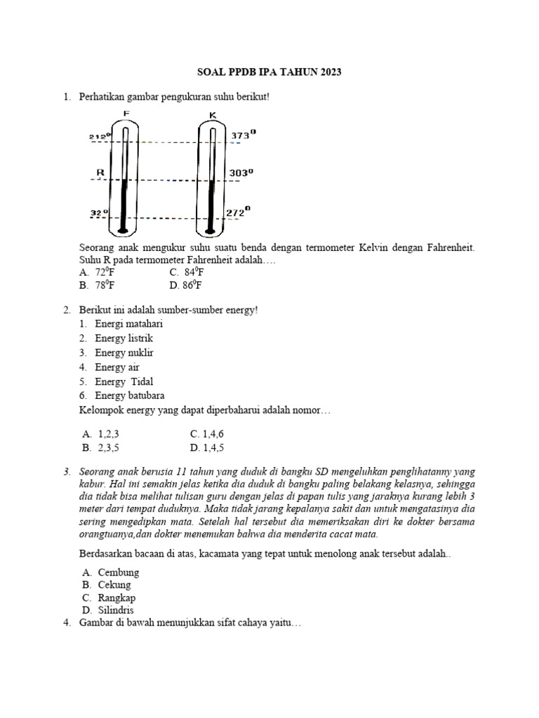 Soal PPDB Ipa 2023 | PDF