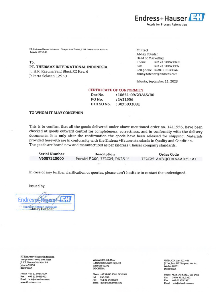 Flow Meter Steam Certificate EH | PDF | Calibration