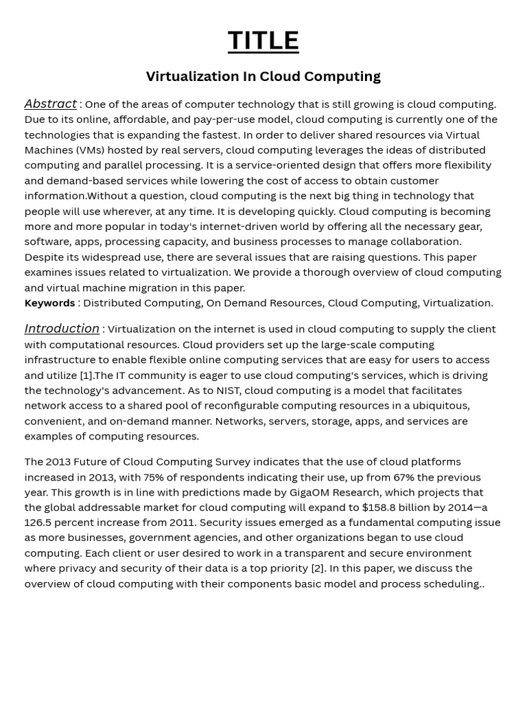 Title: Virtualization in Cloud Computing | PDF | Cloud Computing | Computing