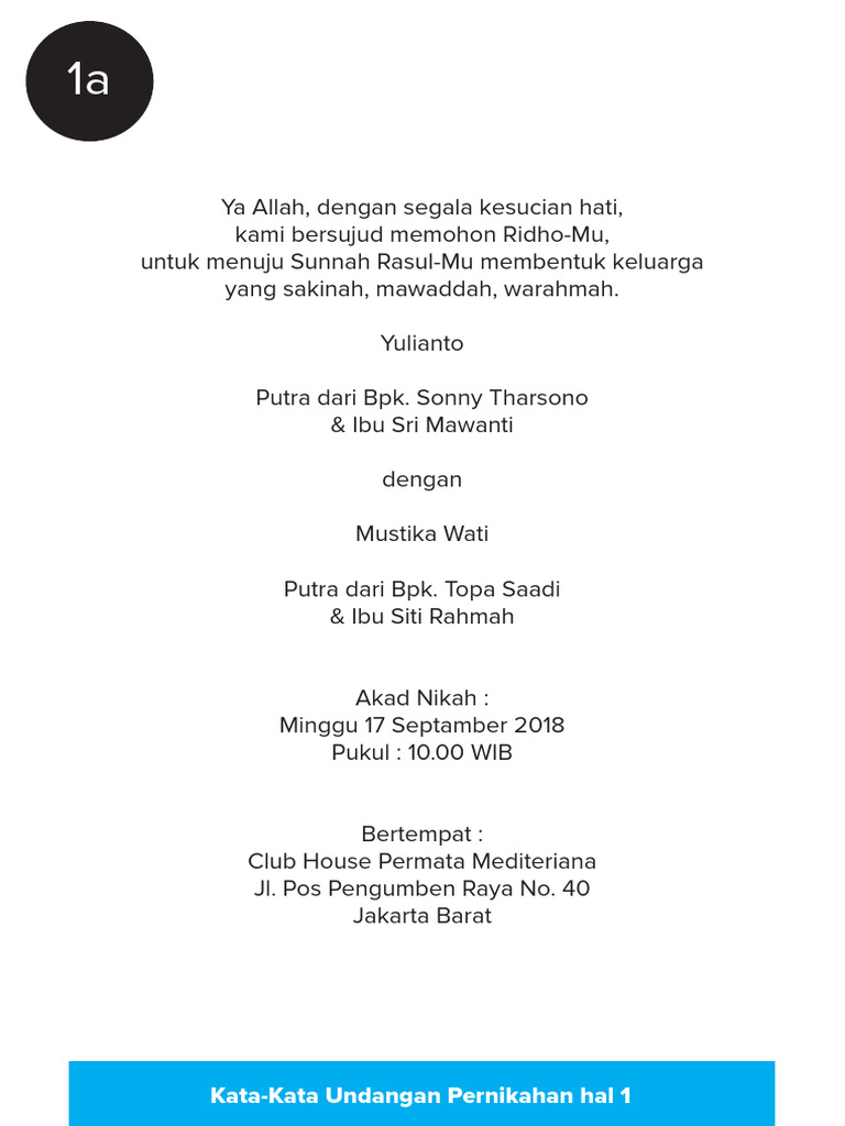 Contoh Undangan Pernikahan Islami | PDF