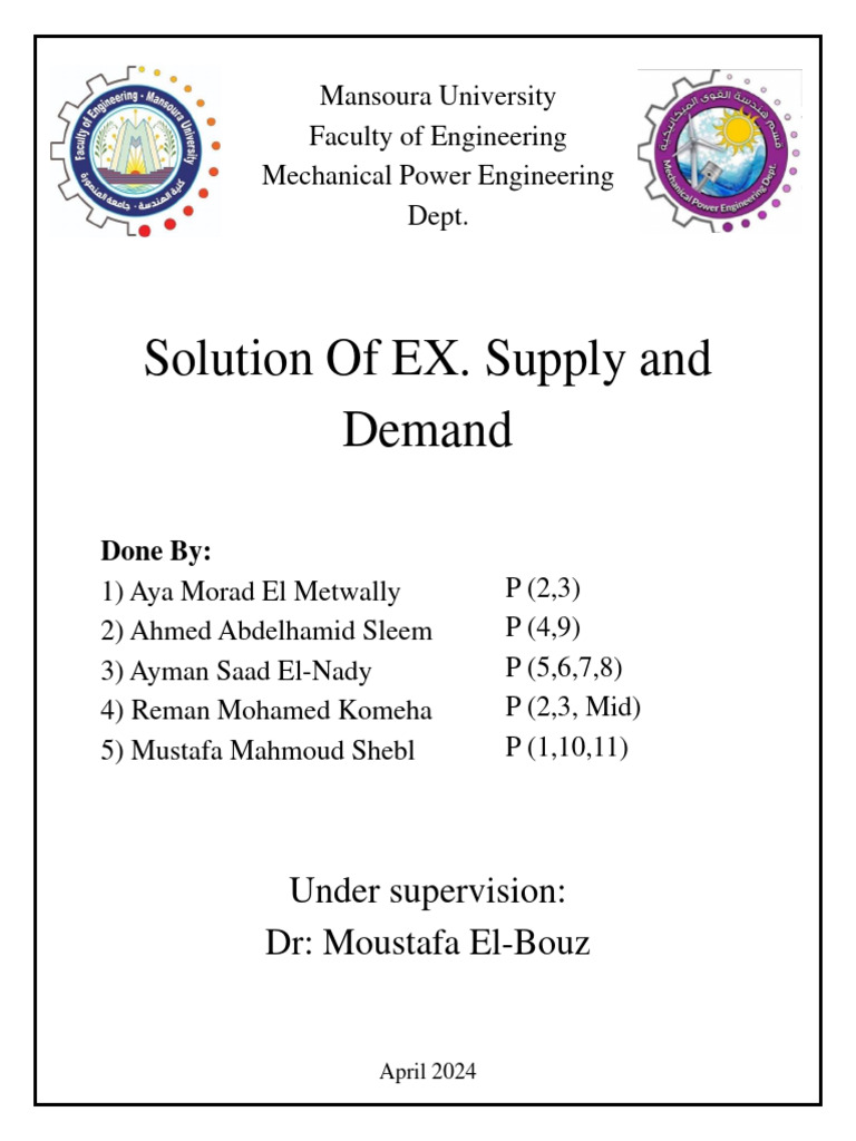 Sol Ex. Supply & Demand ( 1-11 )-1 | PDF | Demand | Supply (Economics)